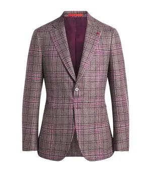 Isaia Cashmere Check Capri Blazer - Brown