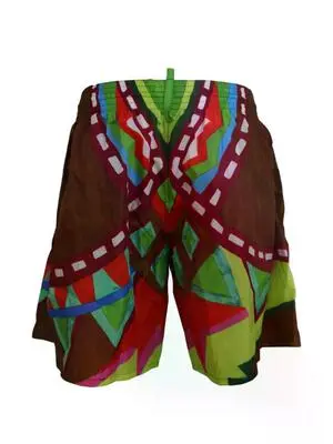 Dsquared2 Geometric-print Drawstring Swim Shorts - Brown