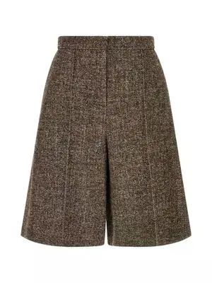 Agnona Amanda Melange-texture Bermuda Shorts - Brown