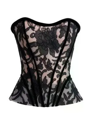 GEMY MAALOUF Floral-lace Strapless Corset - Black