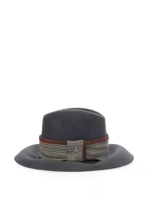 ALEXIA ALVAREZ DE TOLEDO Riviera Checked-trim Fedora Hat - Grey