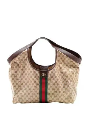 Gucci 2016-2026 Large Gg Canvas Web Giglio Tote Bag
