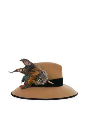 ALEXIA ALVAREZ DE TOLEDO Feather-embellished Velvet-trim Hat