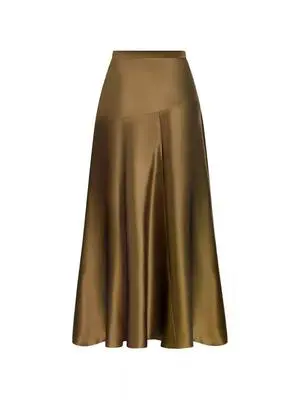 Adam Lippes Thea Silk Maxi Skirt - Brown