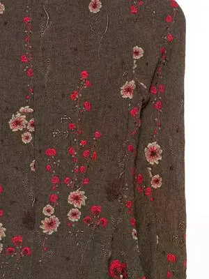 MARC LE BIHAN Floral-embroidered Raw-edge Top