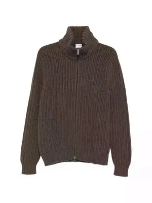 BARBA NAPOLI Ribbed-knit Zip-up Sweater - Brown