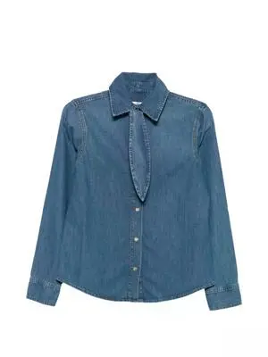 FRAME Clementine Pussy-bow Denim Shirt