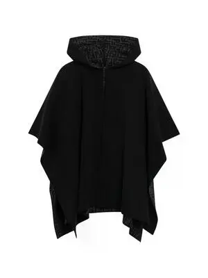 Fendi Ff Zucca Logo-pattern Hooded Poncho - Black
