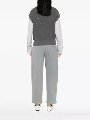Peserico Sequin-embellished Ribbed Sleeveless Cardigan