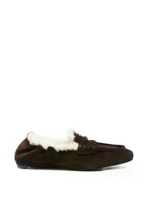 Miu Miu Shearling-trim Suede Loafers