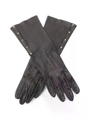 Gucci 2000s Studded Leather Gloves - Black