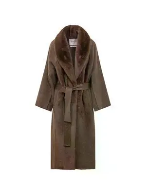 VALENTINI 1972 Belted Faux-fur Trim Coat