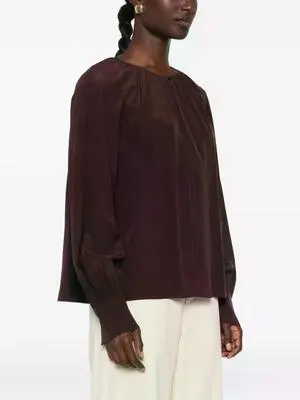 JOSEPH Gathered Long-sleeve Blouse - Red