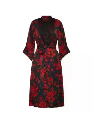 MAISON MARGIELA Floral-print Belted Midi Dress - Black
