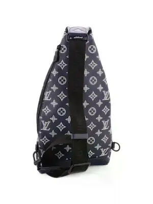 LOUIS VUITTON Duo Sling Bag Monogram Shadow Leather Crossbody Bag - Blue