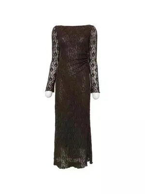 Imperial Lace-knit Long-sleeve Maxi Dress