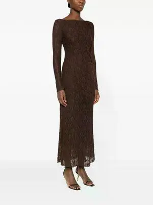Imperial Lace-knit Long-sleeve Maxi Dress