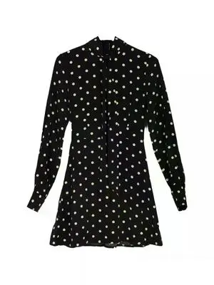 FRANCOISE PINTON - PARIS Polka-dot Tie-neck Mini Dress