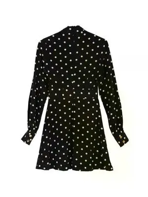 FRANCOISE PINTON - PARIS Polka-dot Tie-neck Mini Dress