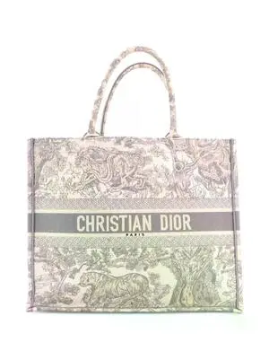 Dior Book Embroidered Canvas Large Tote Bag - Grey