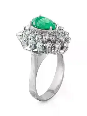 LB EXCLUSIVE Emerald And Diamond Ring - Silver