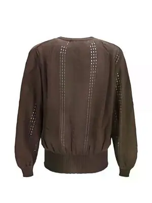 MAGLIANO Flower-embroidered Open-knit Cardigan