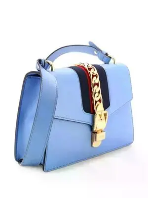 Gucci Sylvie Leather Small Shoulder Bag - Blue