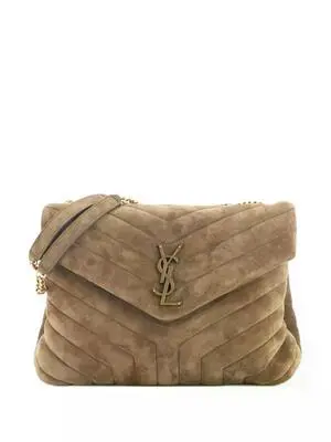 Saint Laurent Loulou Matelasse Chevron Suede Medium Shoulder Bag - Green