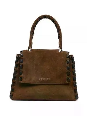 Orciani Braided-trim Suede Shoulder Bag - Brown