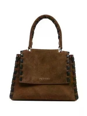 Orciani Braided-trim Suede Shoulder Bag - Brown