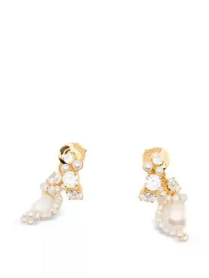 Completedworks Pearl And Zirconia Swirl Earrings - Gold