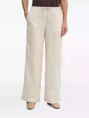 BENETTON Drawstring Linen Trousers Neutrals