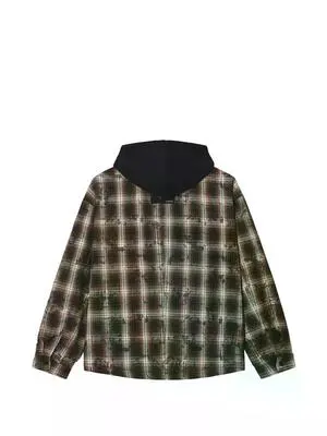 FIVE CM Check Hooded Jacket - Brown