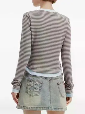 MINI CREAM Striped Layered-effect T-shirt
