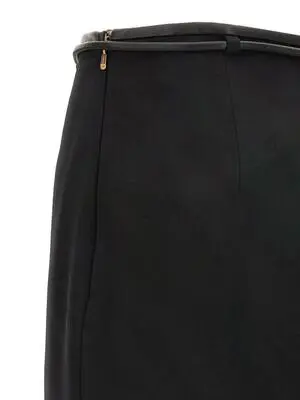 Agnona Belted High-waisted Midi Skirt