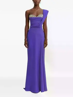 GEMY MAALOUF Crystal-embellished Draped Corset Dress