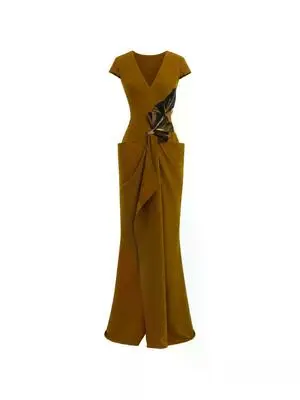 GEMY MAALOUF Embellished V-neck Dress