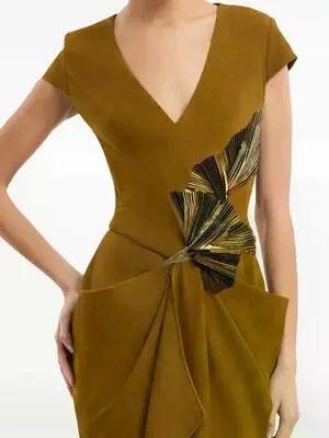 GEMY MAALOUF Embellished V-neck Dress