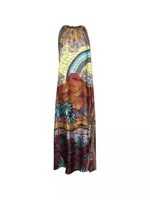 ATELIER VLISCO Rainbow Landscape-print Halterneck Maxi Dress