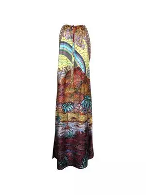 ATELIER VLISCO Rainbow Landscape-print Halterneck Maxi Dress