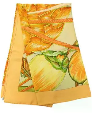 Hermès 1990-2010 Jardin Creole Silk Scarf 90 Scarves - Orange