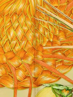 Hermès 1990-2010 Jardin Creole Silk Scarf 90 Scarves - Orange