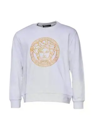 Versace Medusa-embroidered Crew-neck Sweater - White