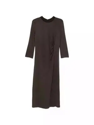 Peserico Ruched Three-quarter Sleeve Midi Dress