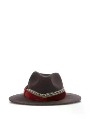 ALEXIA ALVAREZ DE TOLEDO Houndstooth-trim Wool Fedora Hat - Brown
