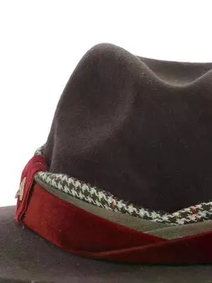 ALEXIA ALVAREZ DE TOLEDO Houndstooth-trim Wool Fedora Hat
