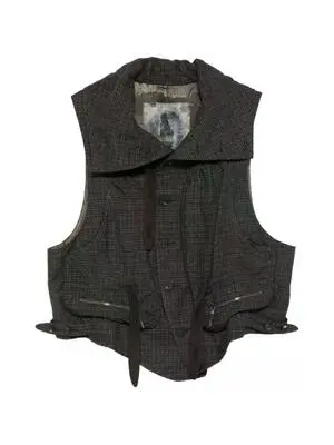 ZIGGY CHEN Check-pattern Panelled Gilet