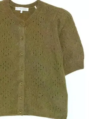 FRAME Pointelle-knit Short-sleeve Cardigan