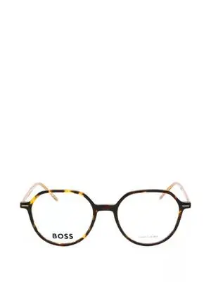 BOSS Tortoiseshell-effect Round-frame Glasses - Brown