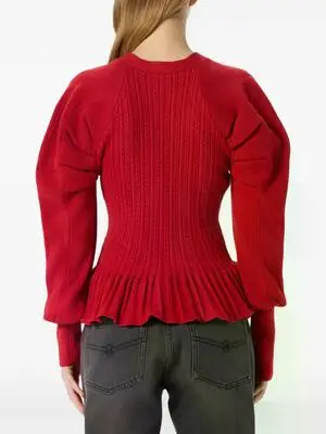 Blumarine Cable-knit Peplum Cardigan